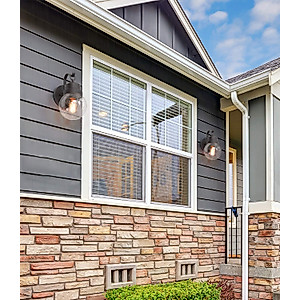 KSANA Outdoor House Lights Wall Mount, Rust-Proof Exterior Wall Light Fixture with Bubble Glass, Globular Outside Lights for House for Porch, Yards, Patio, Garden, Balcony, Hallway, Bronze Finish