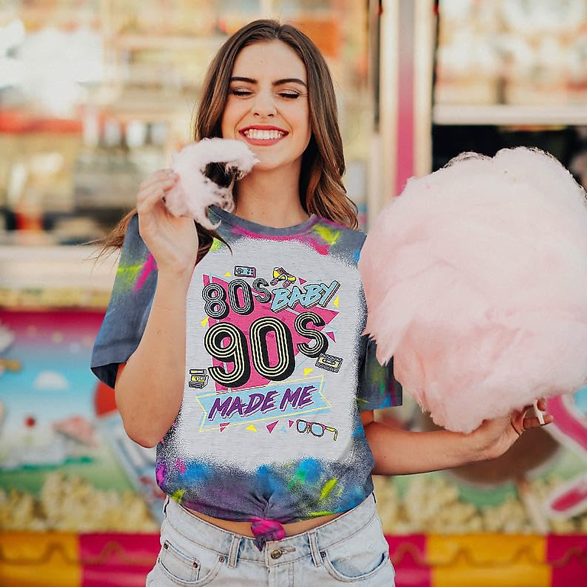 FLOYU 80s Baby 90s Made Me Shirt 90s Womens T-Shirt 90s Outfit Tops Vintage 80s 90s Tee Tops Casual 90s Party Shirts Top