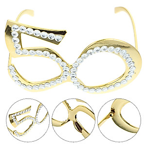 Abaodam 1 Pair Party Props Birthday Party Eyeglasses Rhinestone Eyewear Number Glasses Prop Birthday Decoration Number Birthday Eyeglass Birthday Glasses Beautiful Birthday Eyeglass