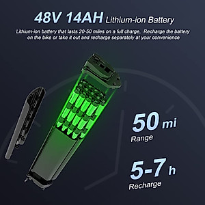 Crafuel 【Ship from USA】 Electric Bike for Adults 750W Kommoda Electric Bike 20x4'' Fat Tire Mountain Ebike with Integrated Battery 7 Speeds Snow Beach E-Bikes 48V 14Ah Electric Bike