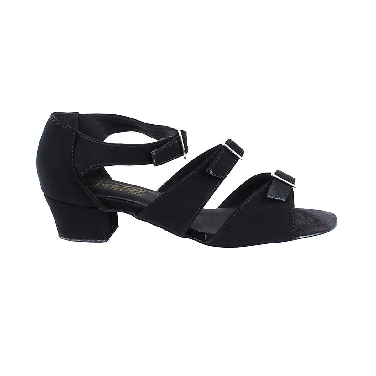 Very Fine Dance Shoes - Ladies Practice, Cuban Low Heel Ballroom Dance Shoes - 1679-1.5-inch Heel and Foldable Brush Bundle - Black Nubuck - 7.5