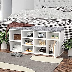 LGHM Shoe Storage Bench, Entryway Bench with Shoe Storage,3-Tier Shoe Rack Bench with Adjustable Shelf, Ideal for Entryway Livingroom Bedroom or RV, White
