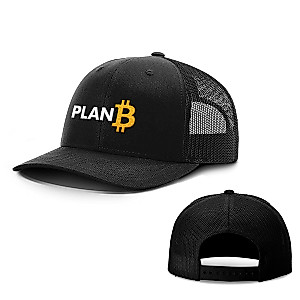 Plan B Bitcoin - Cotton Snapback Hat - Breathable Mesh Side for Casual Wear & Outdoor Activities All Seasons - Baseball Cap Women and Men (Black Front/Black Mesh)