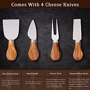 CTFT Cheese Board Set Charcuterie Boards Acacia Round Platter Serving Tray Charcuttery Meat Platter With Knife Set with Marble Plate Gifts For Mother’s Day Housewarming Christmas Wedding Anniversary