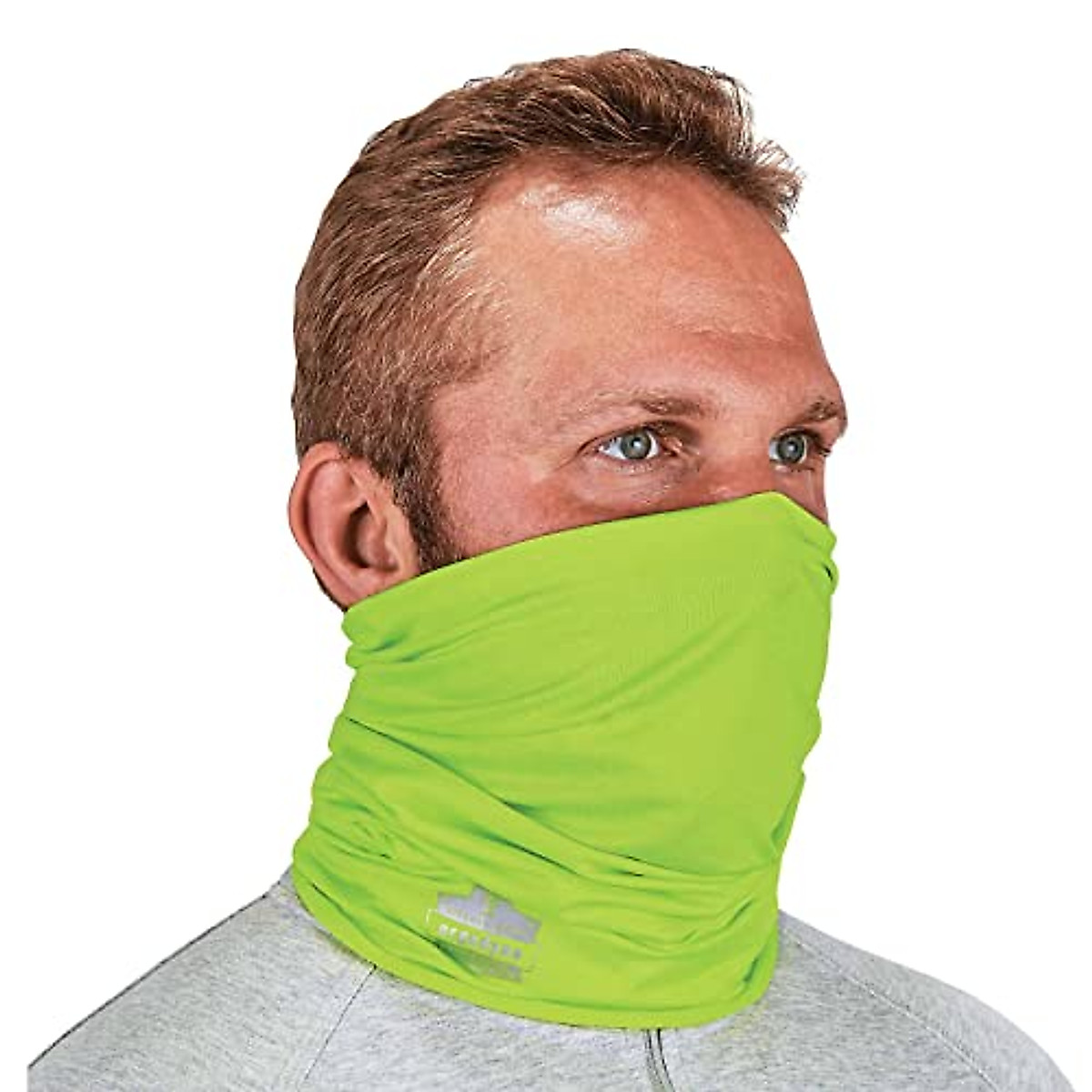 Ergodyne - 42127 Chill-Its 6487 Cooling Neck Gaiter, Multiple Ways to Wear Headband or Face Mask,Lime Hi-Vis Lime