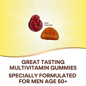 Nature's Way Alive! Men’s 50+ Daily Gummy Multivitamins, Supports Healthy Brain, Eyes, Heart*, B-Vitamins, Gluten-Free, Vegetarian, Fruit Flavored, 60 Gummies (Packaging May Vary)