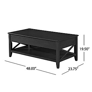 Christopher Knight Home Laurel Luke Farmhouse Faux Wood Lift Top Coffee Table, Black