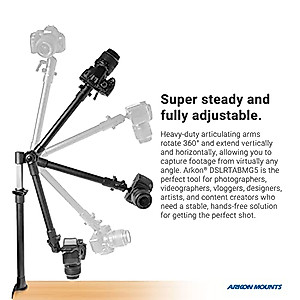 ARKON Mounts Overhead Camera Mount | Includes Ceiling Mount Bracket, Phone Holder, Tablet Holder, & Camera Mount | 360° Adjustable | Durable & Super Stable Metal Mounting Base DSLRTABMG5