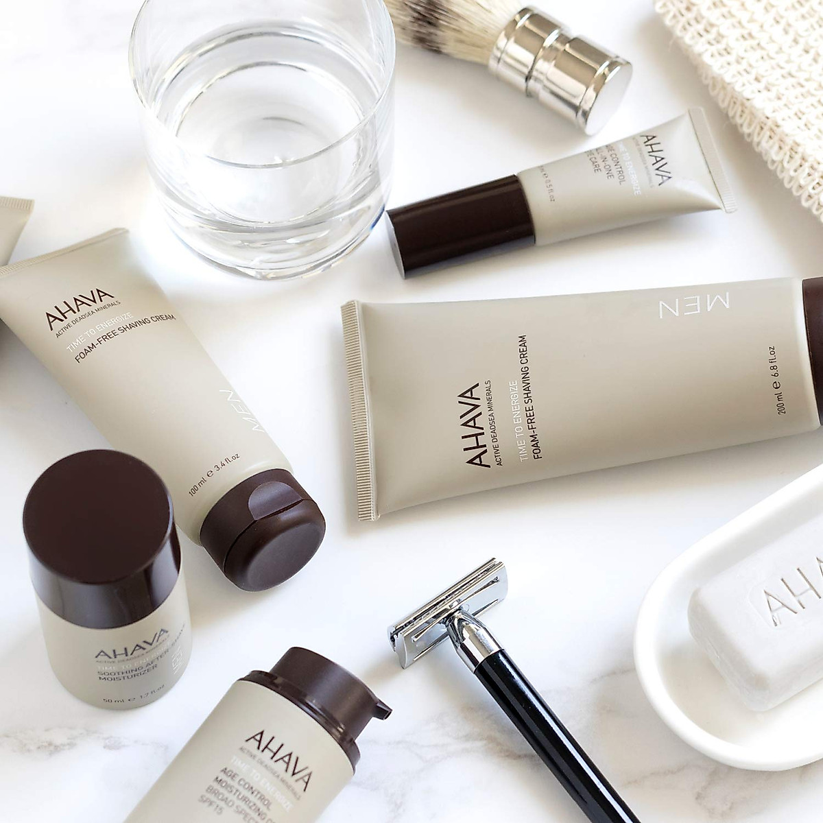 AHAVA Men's Foam-Free Shaving Cream - Foamless Silky Shaving Cream, Closer Shaving, Soothes & Softens, enriched with Osmoter & G-Force: Ginger Root, Ginseng, Ginkgo Biloba & Green Tea, 6.8 Fl.Oz