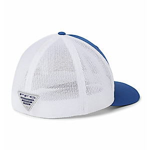 Columbia Unisex PFG Mesh Ball Cap, Mountain Blue/Us Flag, L/XL