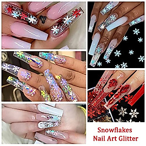 12 Grids Snowflake Nail Art Glitter Sequins 3D White Snowflakes Nail Sequins Winter Christmas Sequins Nail Decorations Snowflake Nail Art Stickers Decals Design Nail Art Supplies for Women Girls DIY