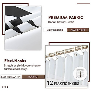 GiuMsi 72"X72" Boho Mid Century Black and White Shower Curtain Sets with Tassel Pendants Arch Sun Modern Minimalistic Leaves Bathroom Curtains Waterproof Durable Ployester 12 Hooks Home Decorations