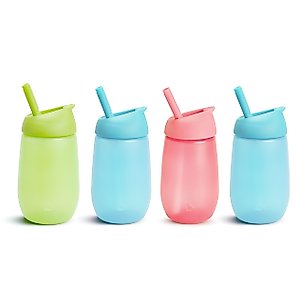 Munchkin® Simple Clean™ Toddler Sippy Cup with Easy Clean Straw, 10 Ounce, 4 Pack, Blue/Green/Pink