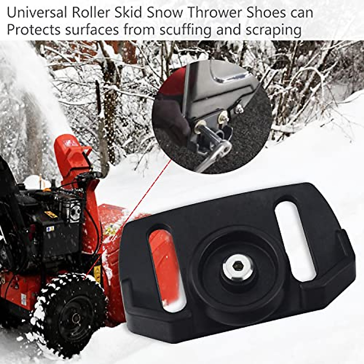 490-241-0038 Rolling Skid Shoes for Craftsman Cub Cadet A-riens Most 2 Stage & 3 Stage Snow Thrower, Fits Machines with 2-3/4" Slot and 3" Bolt Centers - with Spare Plastic Wheels Hardware Kit