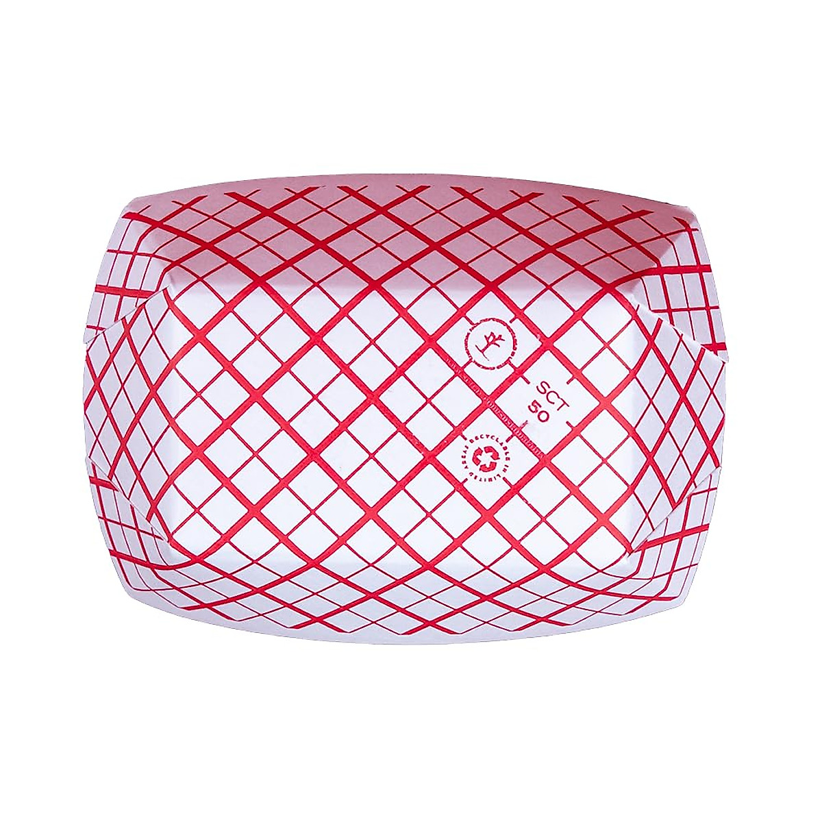 Southern Champion Tray 0409 #50 Southland Paperboard Food Tray, 1/2 lb Capacity, Red Check (Case of 1000)