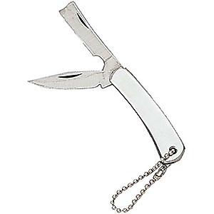 ToolUSA DIRK Stainless Steel Pocket Knife | Dual 1 7/8" (4.8 cm) Blades | 3.75" (9.5 cm) Overall | Key Ring Attachment | Polished Finish