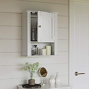 RiverRidge, White Ashland Single Door Wall Mount Cabinet with Shelves