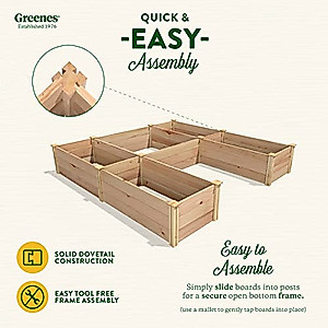 Greenes Fence Premium Cedar Raised Garden Bed, 8' x 8' x 16.5" U-Shaped Bed - Made in USA with North American Cedar