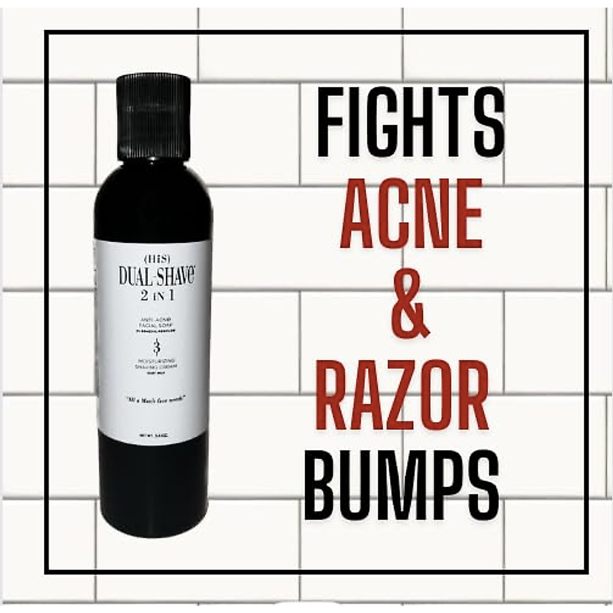 Dual-Shave, The World's First Medicated 2 in 1 Shave Cream - Lab Tested & Proven to Eliminate Acne, Razor Bumps & Oily Skin