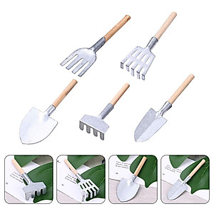 5Pcs Mini Garden Tool Set, Bonsai Flower Mini Shovels Multi- Function Shovels Gardening Tool Decors Transplanting Tools Miniature Planting Gardening Tool Set for Indoor