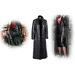 Women’s Long Coat | Real Lambskin Leather, Black Classic Style, Trench, Overcoat