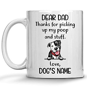 Personalized Pit Bull Coffee Mug, American Pitbull Custom Dog Name, Customized Gifts For Dog Dad, Father's Day, Birthday Halloween Xmas Thanksgiving Gift For Dog Lovers Mugs