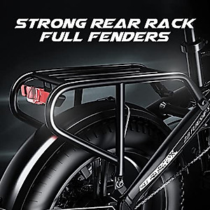 Auloor Electric Bike,750W Ebike for Adults with 48V 12.8Ah Battery,20" Fat Tire Electric Bike,30MPH Folding Electric Bicycle 7-Speed E Bike (Black, Standard)