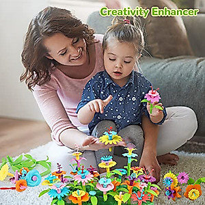 Gili Flower Garden Building Stacking Toys - Build a Bouquet Sets for 4 5 6 Year Old Toddler Girls Arts and Crafts for Little Kids Age 3yr Up Best Top Christmas Birthday Gifts for Creativity Play