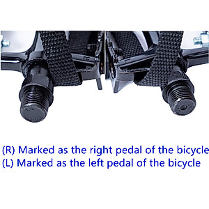 YBEKI Bike Pedals with Clips and Straps, for Exercise Bike, Spin Bike and Outdoor Bicycles, 9/16-Inch Spindle Resin/Alloy Bicycle Pedals, Half Year Warranty (Black)