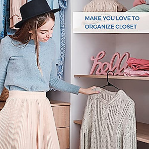 HOUSE DAY Space Saving Hangers10 Pack and Black Plastic Hangers 60pack, Save More Than 80% of Your Closet Space