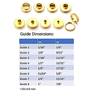 POWERTEC 71051 Router Template Guide Set, Fits Porter Cable Style Router Sub Bases | 10pc Solid Brass Guides w/Molded Carrying Case