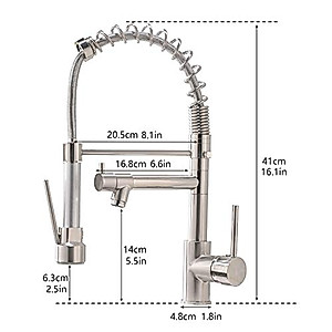 AIMADI Contemporary Kitchen Sink Faucet,Single Handle Stainless Steel Kitchen Faucets with Pull Down Sprayer,Brushed Nickel