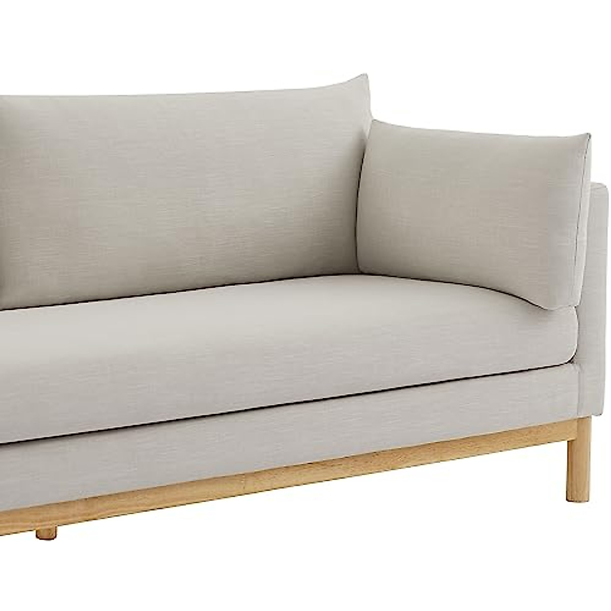 Meridian Furniture 157Beige-S Langham Collection Mid-Century Modern Linen Textured Fabric Upholstered Sofa, Beige Linen Textured Fabric, Natural Finish Wood Base, 89.5" W x 33.5" D x 33" H, Beige