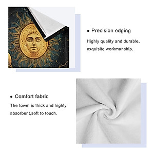 Flradish Sun and Moon Towels 3 Pack Bath Towels for Bathroom Set Soft Cotton Highly Absorbent Lightweight & Quickdry Towel Set 1 Bath Towel,1 Hand Towel,1 Washclothe