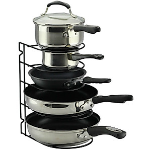Pan Rack Organizer Holder for Kitchen, Countertop, Cabinet, and Pantry (BlackII)