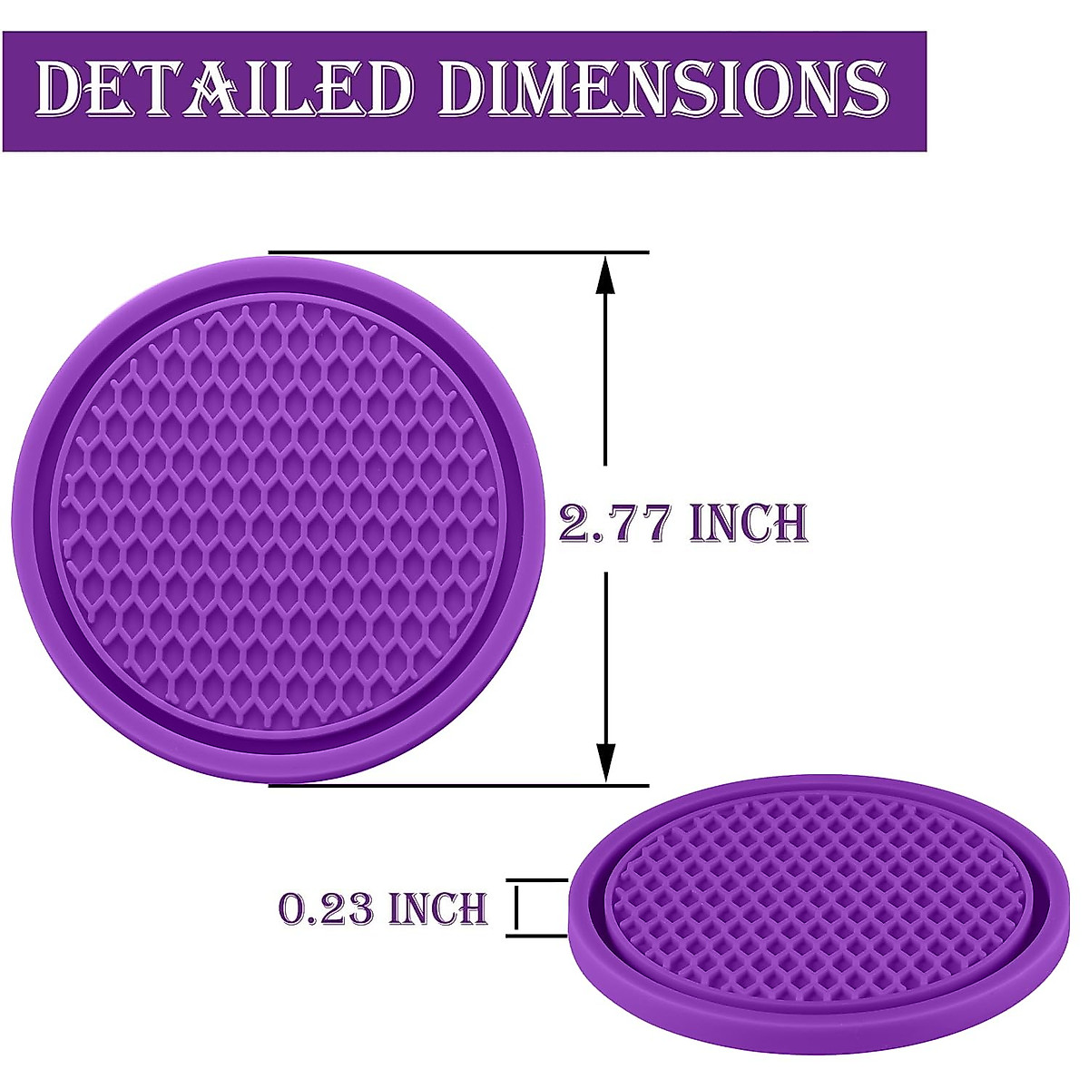 SINGARO Car Cup Coaster, 4PCS Universal Non-Slip Cup Holders Embedded in Ornaments Coaster, Car Interior Accessories, Purple