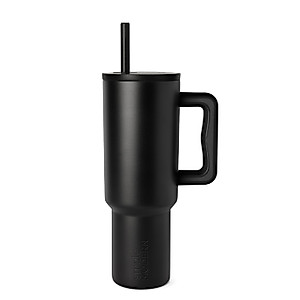 Simple Modern 40 oz Tumbler with Handle and Straw Lid | Leak-Proof Insulated Stainless Steel Water Bottle Travel Mug Cupholder Use | Gifts for Women Men Him Her | Trek Signature | Midnight Black