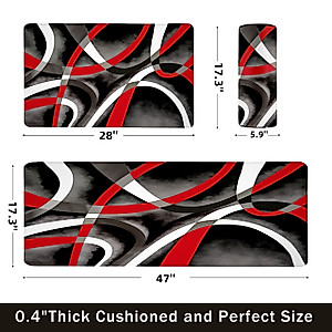 Kitchen Mats for Floor red Kitchen Rugs Modern Abstract Circle Anti Fatigue Kitchen Mats Waterproof Floor Mats Cushioned Non-Skid Standing Mats for Laundry, Office, Set of 2,17.3 x 28+17.3 x 47 Inch