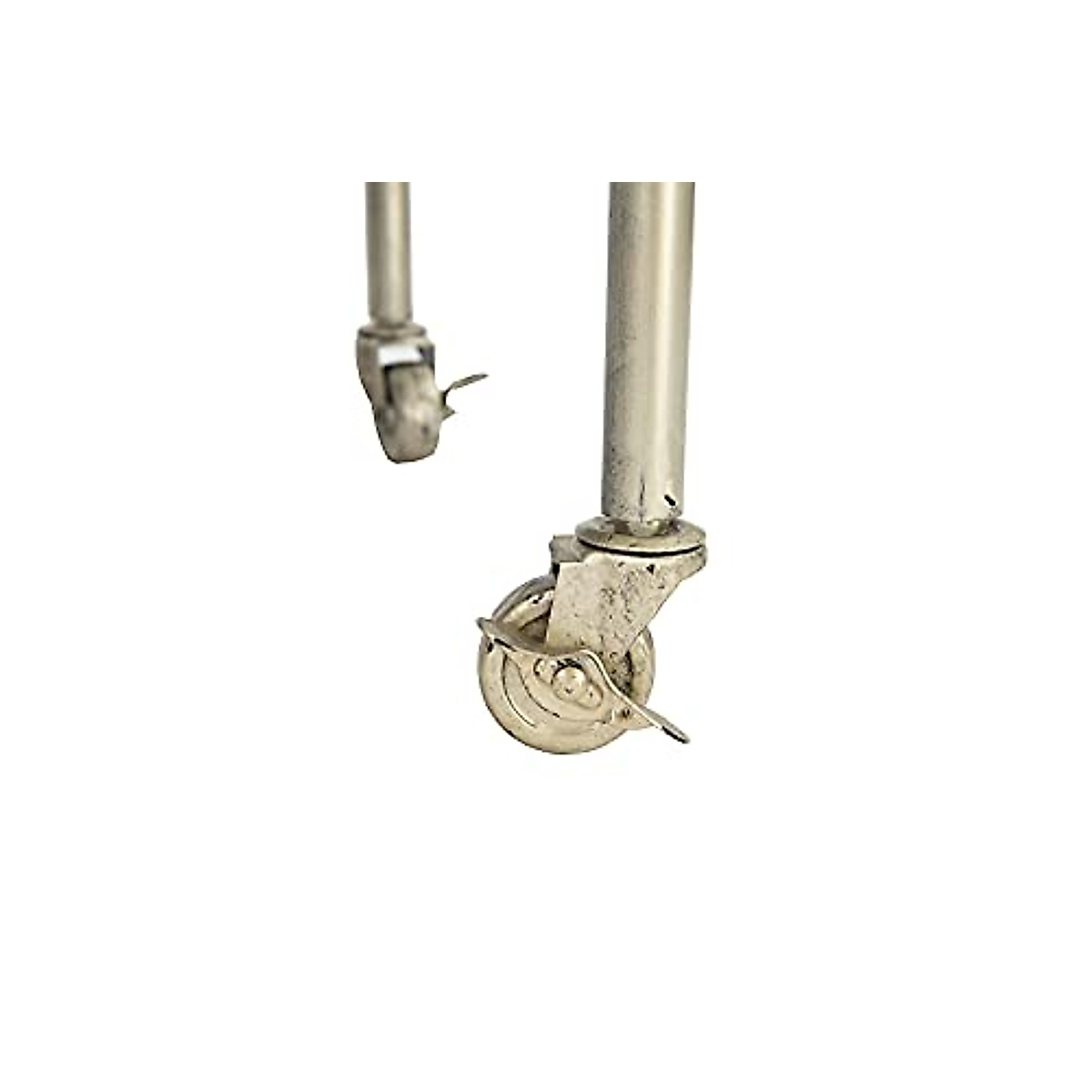 Creative Co-Op Art Deco Oval 2-Tier Bar Cart with Wheels, Antique Silver Finish