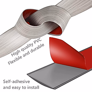 Floor Transition Strip, Self Adhesive Vinyl Floor Laminate Floor Strip, 10ft x 2in Floor Flat Divider Strip for Joining Floor Gaps, Carpet, Threshold Cover and Doorway Transitions