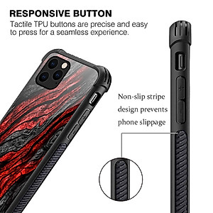 CARLOCA Compatible with iPhone 12 Mini Case,Black Red Wood Grain iPhone 12 Mini Cases for Boys Girls,Graphic Design Shockproof Anti-Scratch Case for iPhone 12 Mini