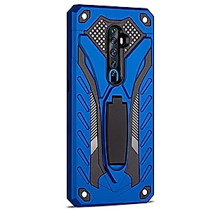 Grandcaser Case for Reno 2 Z Ultra-Thin Double Layer 2in1 Hard PC Soft TPU Shockproof Drop-Proof with Bracket Protective Cover for Oppo Reno 2 Z/F 6.53" -Blue