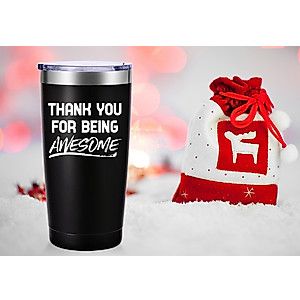 AMZUShome Thank You for Being Awesome Travel Mug Tumbler.Thank You Gifts,Inspirational Appreciation Graduation Christmas Birthday Gifts for Men Women Boss Coworker Friends(20oz Black)
