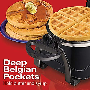 Hamilton Beach Flip Belgian Waffle Maker with Browning Control, Non-Stick Grids, Indicator Lights, Lid Lock and Drip Tray, Stainless Steel (26010R)