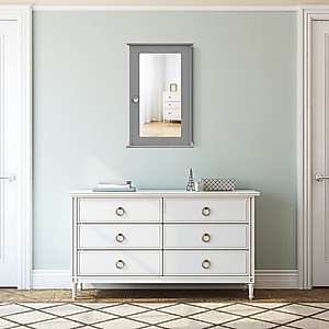 hysache Bathroom Medicine Cabinet, Wall Mount Mirrored Storage Cabinet w/Single Mirrored Door & Adjustable Shelf, Multipurpose Wooden Organizer for Hallway Living Room Bed, 13.5" L x 6" W (Gray)