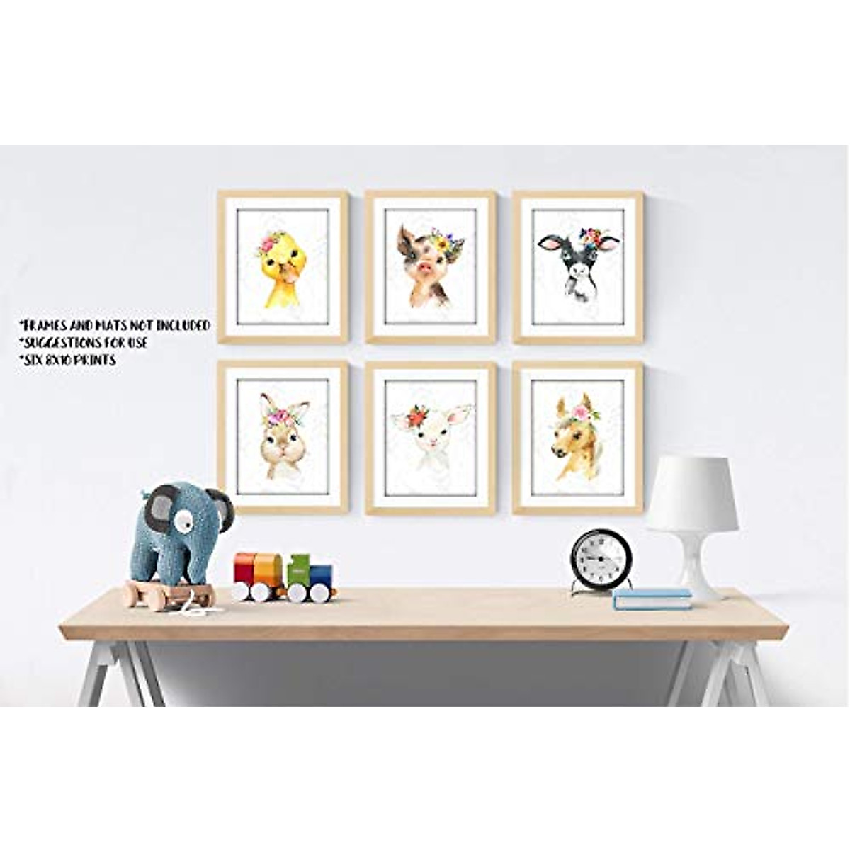 Baby Farm Animals Wall Art Prints - Nursery Decor - Set of 6-8x10 - Unframed - Watercolor