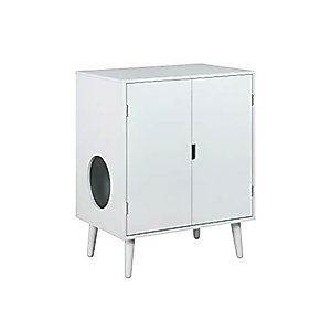 Penn-Plax Cat Walk Furniture: Contemporary Home Cat Litter Hide-Away Cabinet – All White
