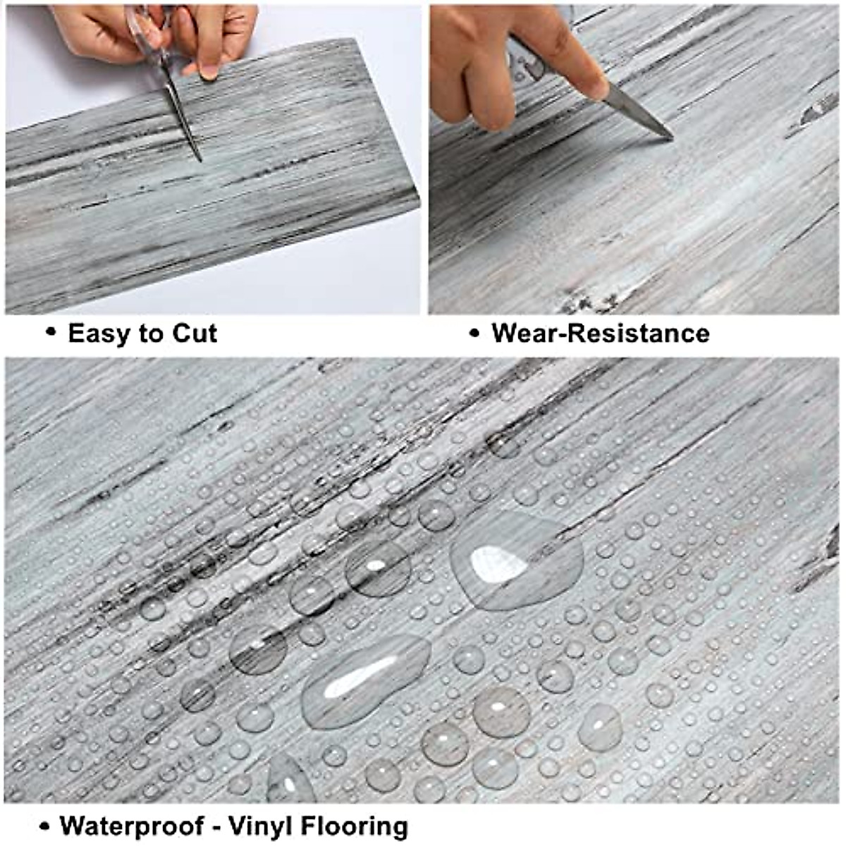 Peel and Stick Floor Tile Vinyl Flooring Peel and Stick Waterproof and Durable for Bathroom and Kitchen Self-Adhesive Vinyl Plank Flooring for DIY Installation 35 x 6 inch(10 PCS)