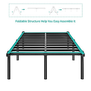 HAAGEEP 20 Inch Tall Platform Bed Frame Full Size Metal Bedframe No Box Spring Needed Heavy Duty Mattress Frames High