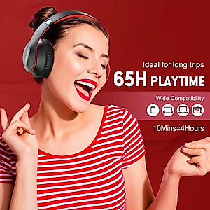 Glynzak Wireless Bluetooth Headphones Over Ear 65H Playtime HiFi Stereo Headset with Microphone and 6EQ Modes Foldable Bluetooth V5.3 Headphones for Travel Smartphone Computer Laptop